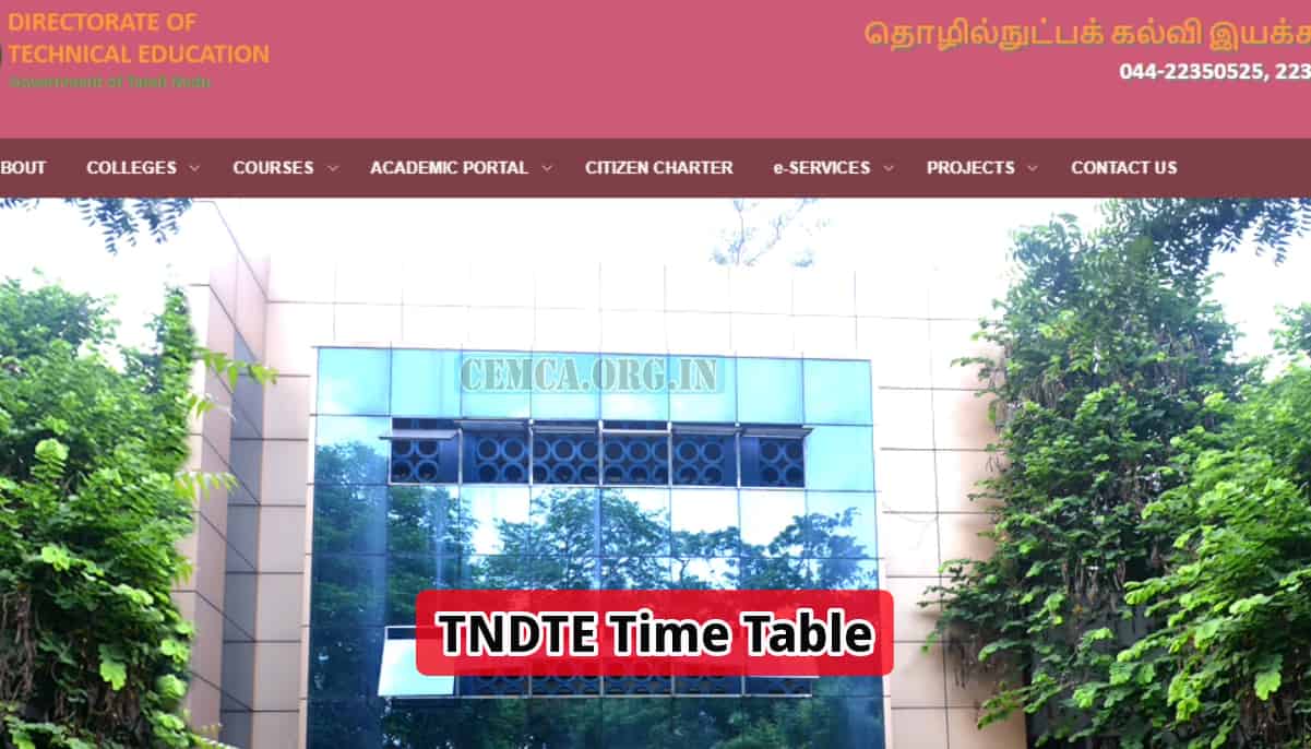 TNDTE Time Table 2024 DOTE Polytechnic Diploma Exam Date 2024 tndte.gov.in