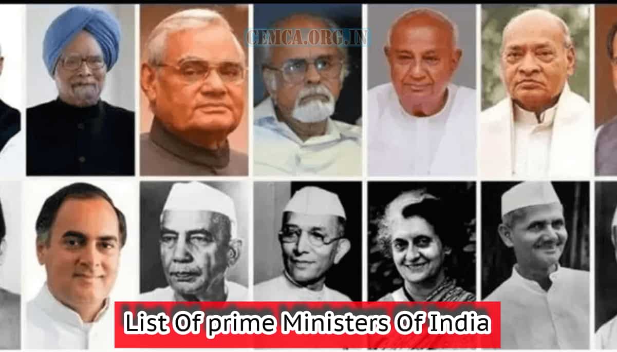 List Of prime Ministers Of India From 1947 To 2024, Complete List